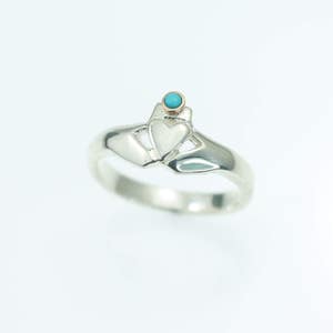 Claddagh Ring, With Real Turquoise Set in a Rose Gold Bezel Crown ...