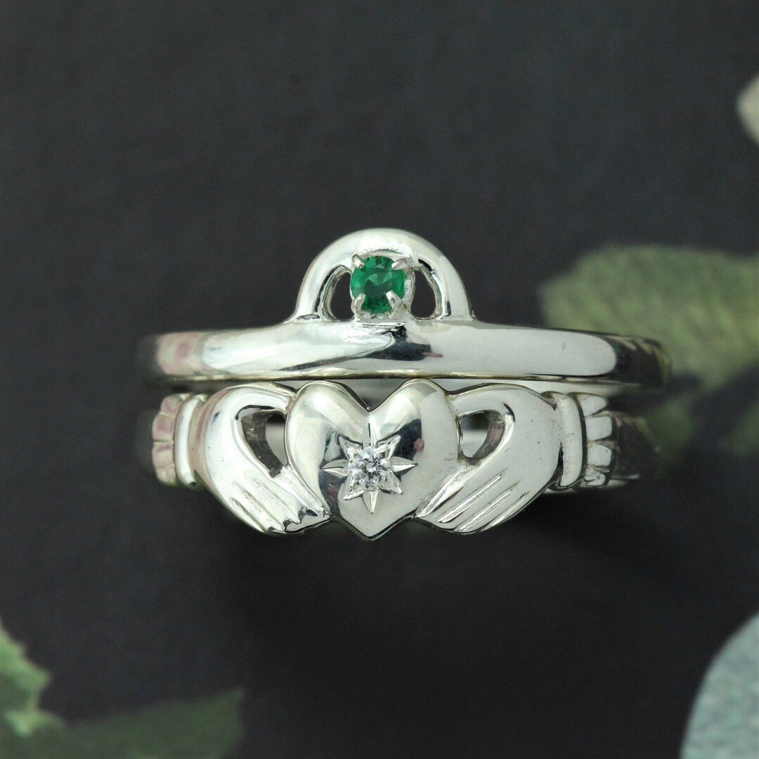 Diamond and Emerald Claddagh Ring. Irish Claddagh. Emerald Ring ...