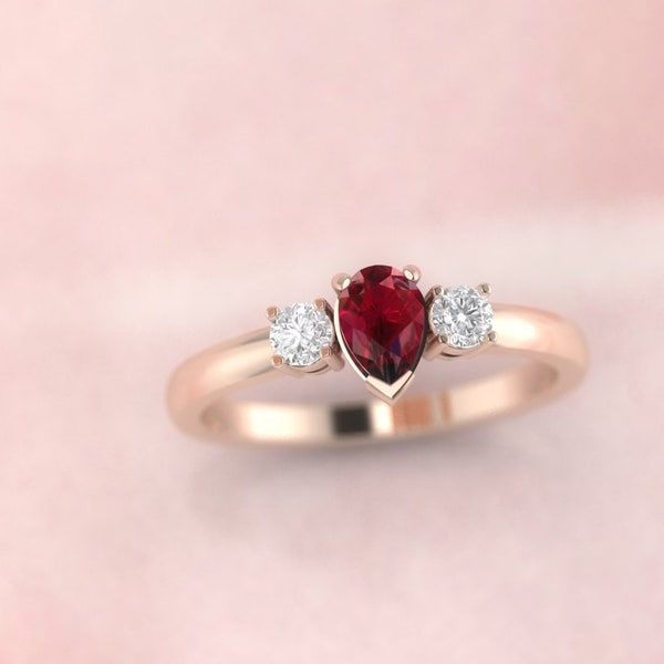 Ruby Engagement Ring - Etsy UK