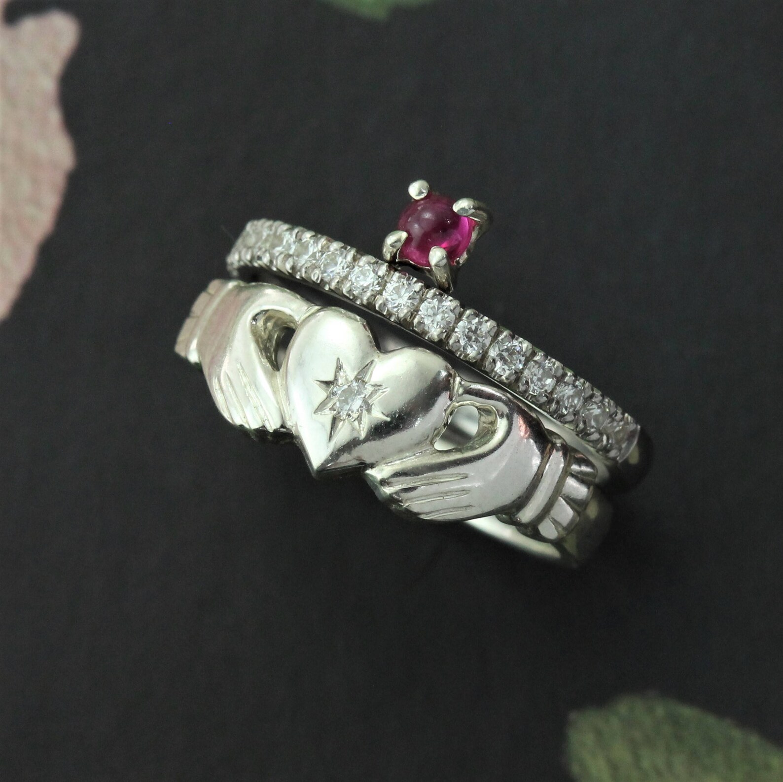 Claddagh Ring Ruby and Diamond Ring. Diamond Claddagh Ring. - Etsy Ireland