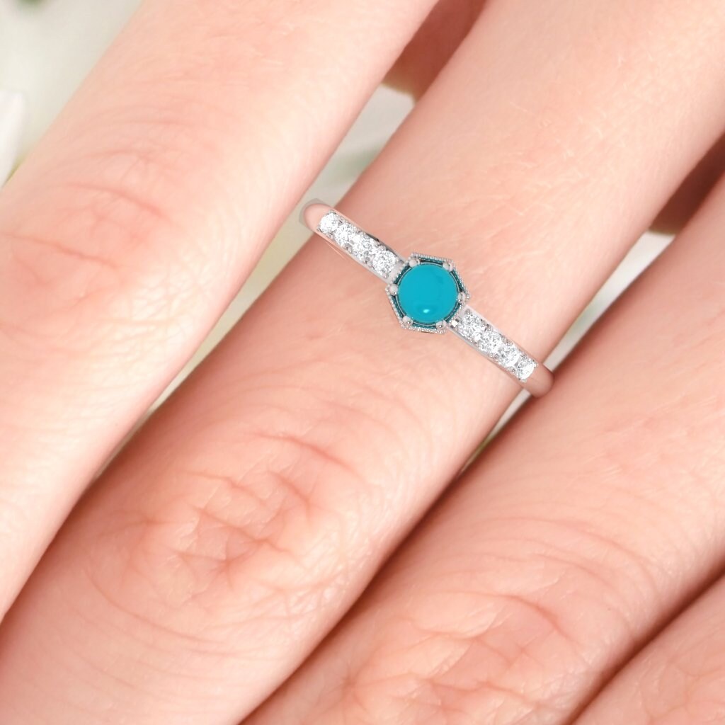 Turquoise Ring. Turquoise Engagement Ring. Turquoise and | Etsy
