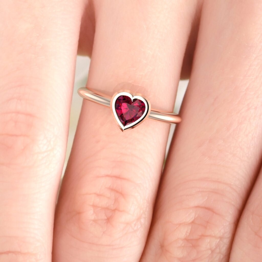Ruby Ring. Ruby Engagement Ring Heart Shape Ruby Ring. - Etsy Ireland