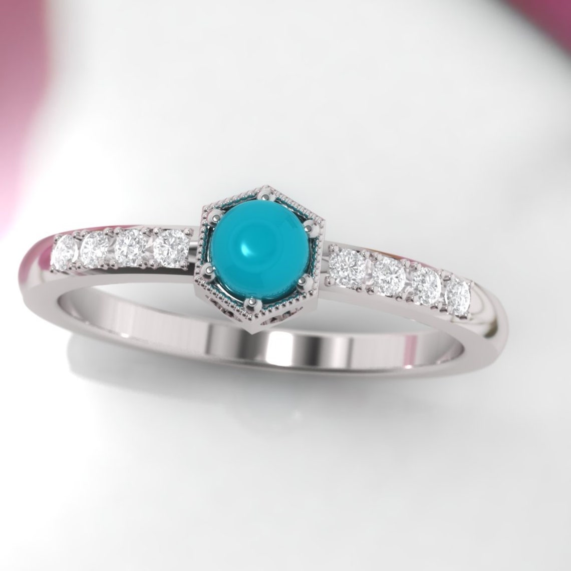 Turquoise Ring. Turquoise Engagement Ring. Turquoise and - Etsy