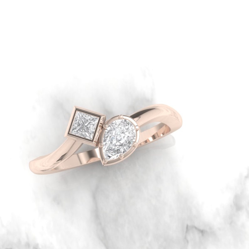 Diamond Ring. Diamond Engagement Ring. Pear and Princess Diamonds ...