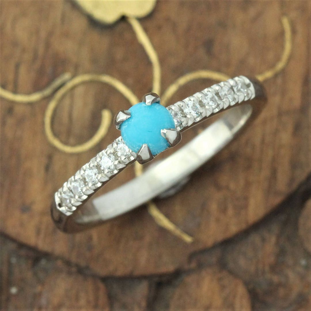 Turquoise Ring, Turquoise and Diamond Ring. Engagement Ring. Modern ...