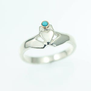 Claddagh Ring, With Real Turquoise Set in a Rose Gold Bezel Crown ...