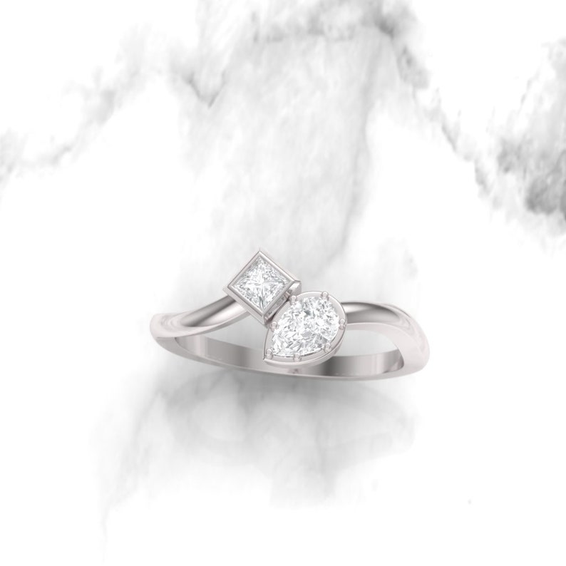 Diamond Ring. Diamond Engagement Ring. Pear and Princess - Etsy