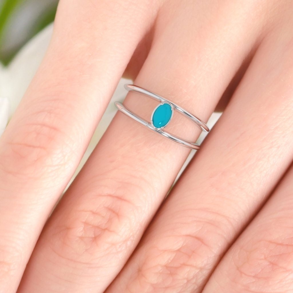 Turquoise ring. Turquoise engagement ring. Double band opal | Etsy