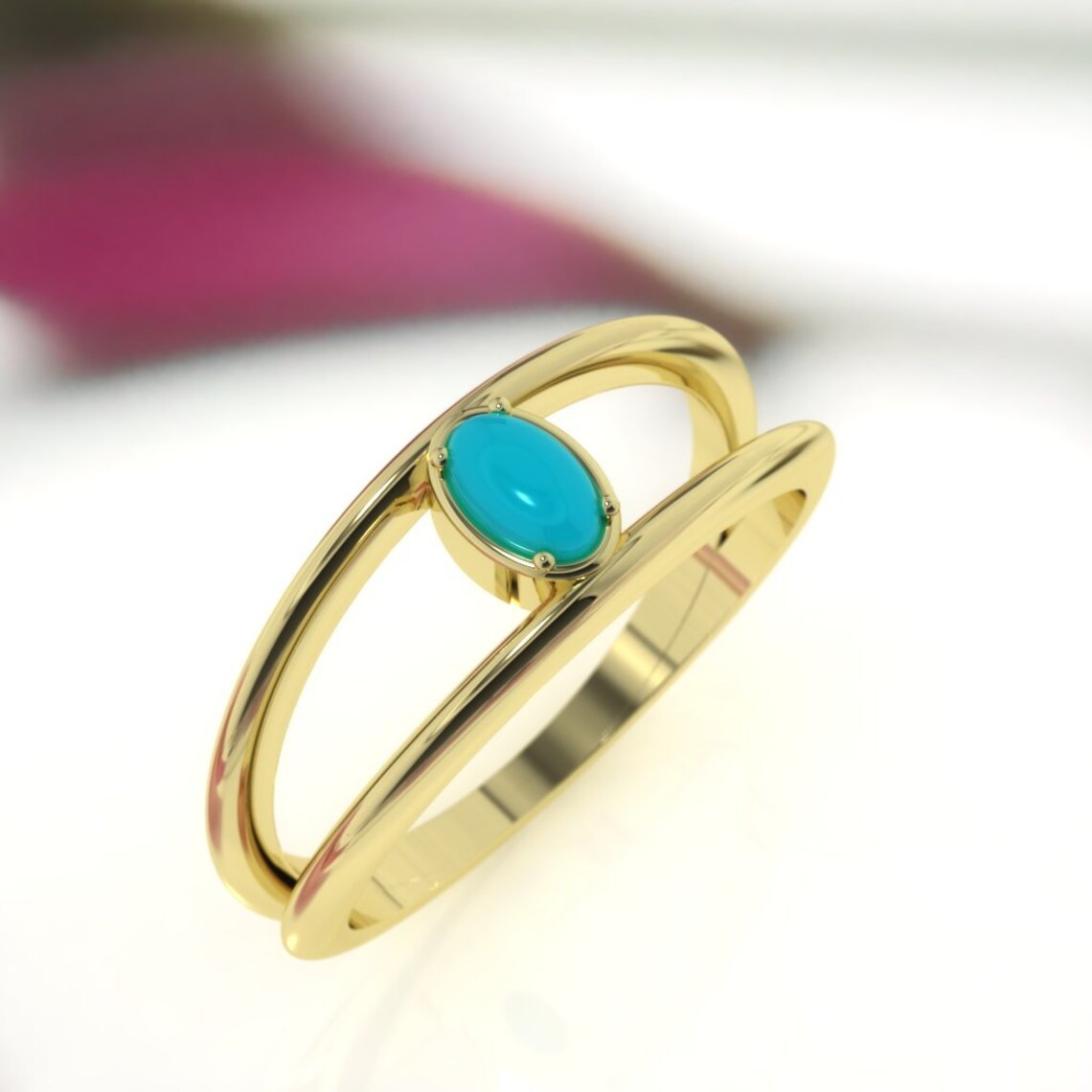 Turquoise Ring. Turquoise Engagement Ring. Double Band Opal - Etsy