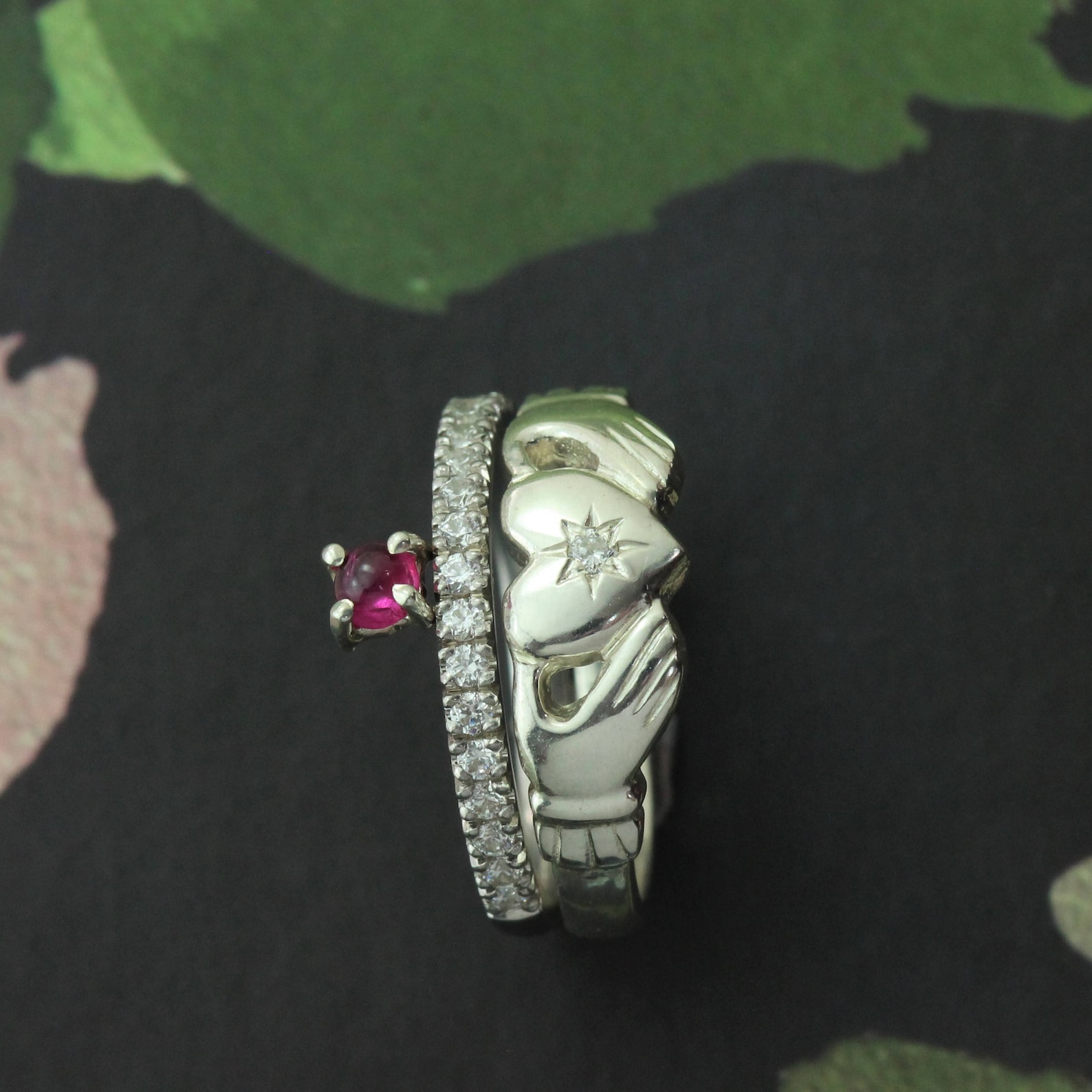 Claddagh Ring Ruby and Diamond Ring. Diamond Claddagh Ring. - Etsy Ireland