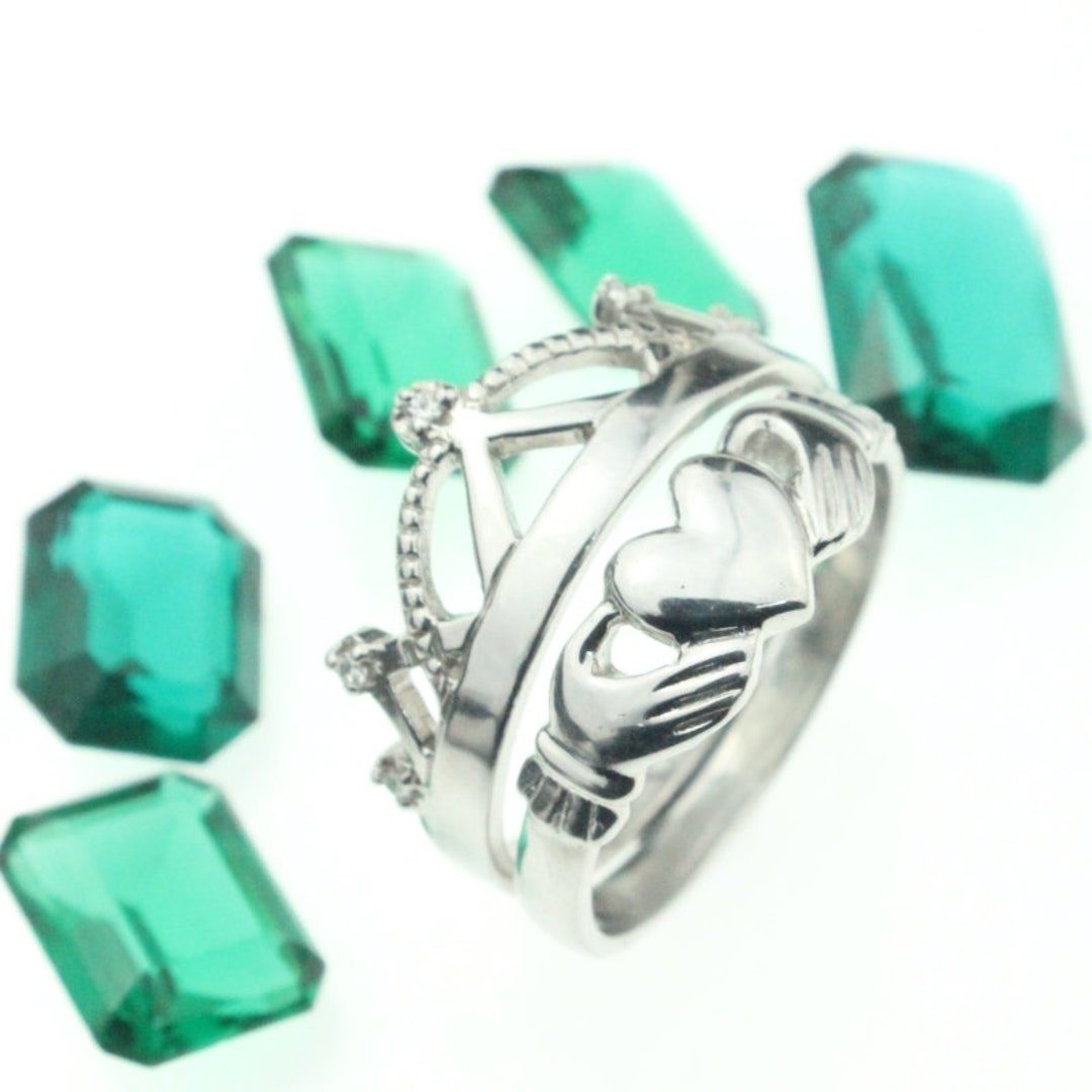 Claddagh Ring With Matching Diamond Crown Ring. Claddagh Ring Set ...