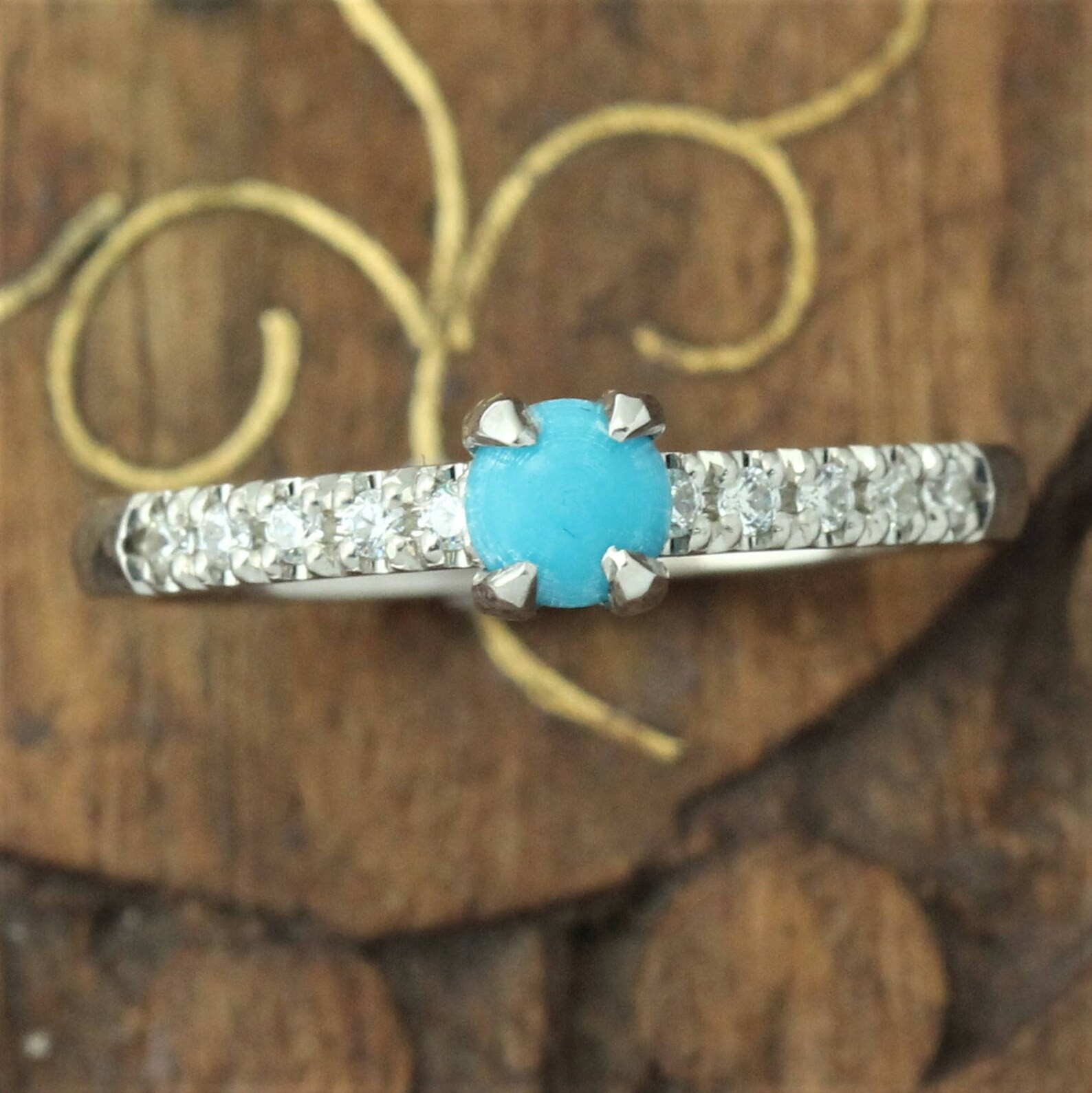 Turquoise Ring Turquoise and Diamond Ring. Engagement Ring. - Etsy