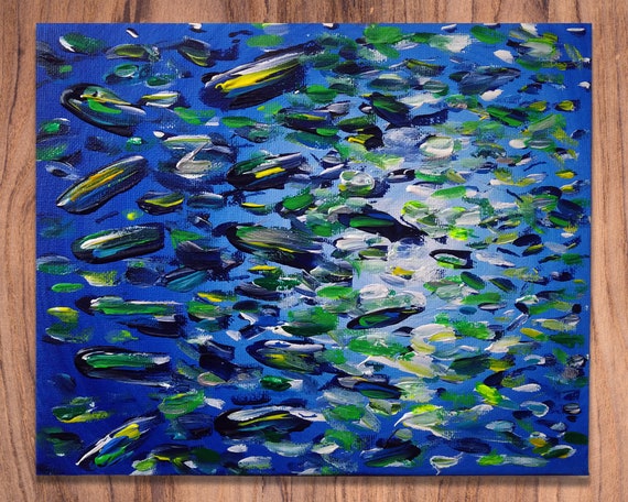 School of Fish Swimming Marine Art Painting on Stretched - Etsy