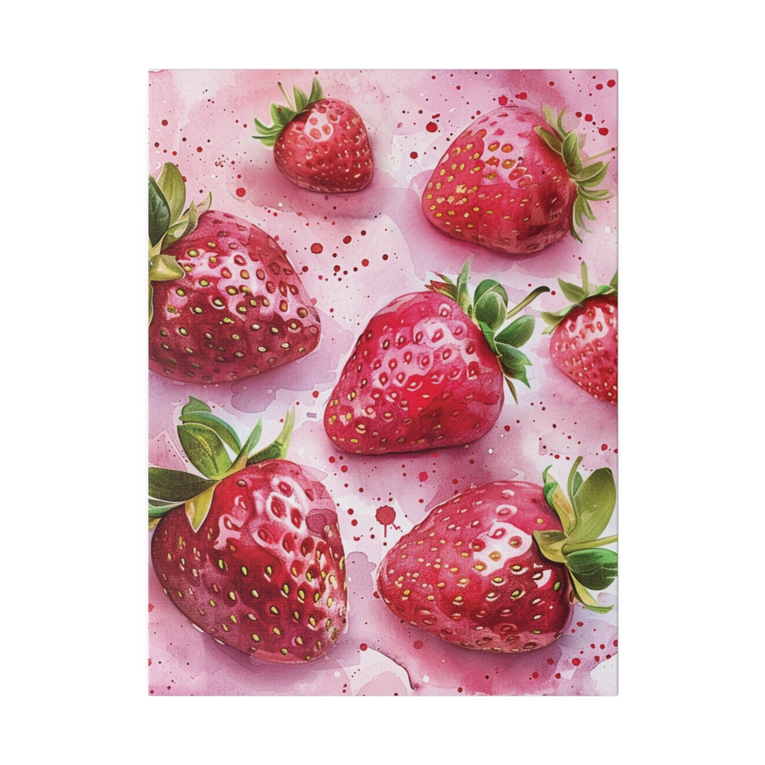 Strawberries Canvas, Strawberry Canvas, Strawberries Wall Art ...