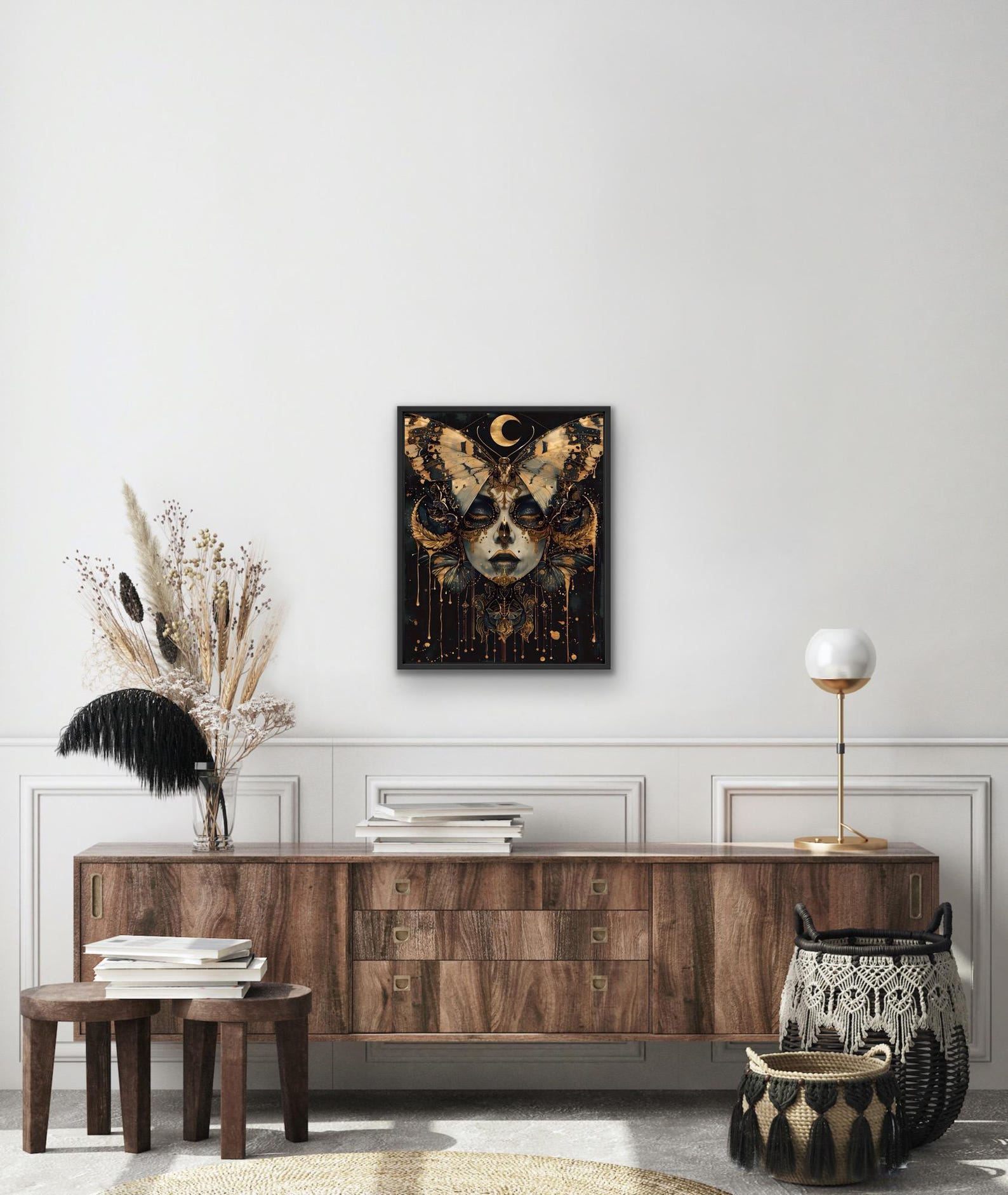 Moon Moth Goddess, Illustration, Gothic Art, Witchy, Skull Art, Home ...