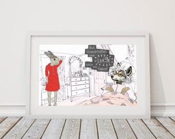 Wolf Met Her * Little Red Riding Hood * Art Print * Rabbit Lover Gift ...