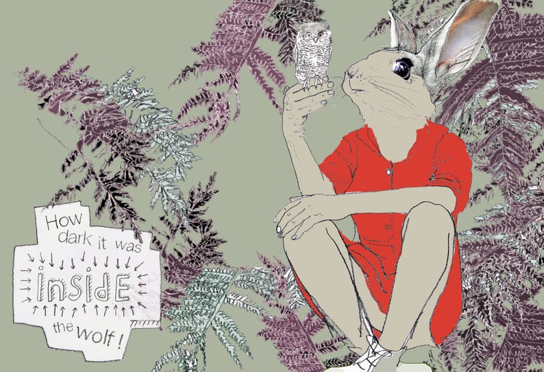 How Dark * Little Red Riding Hood * Art Print * Rabbit Lover Gift - Etsy