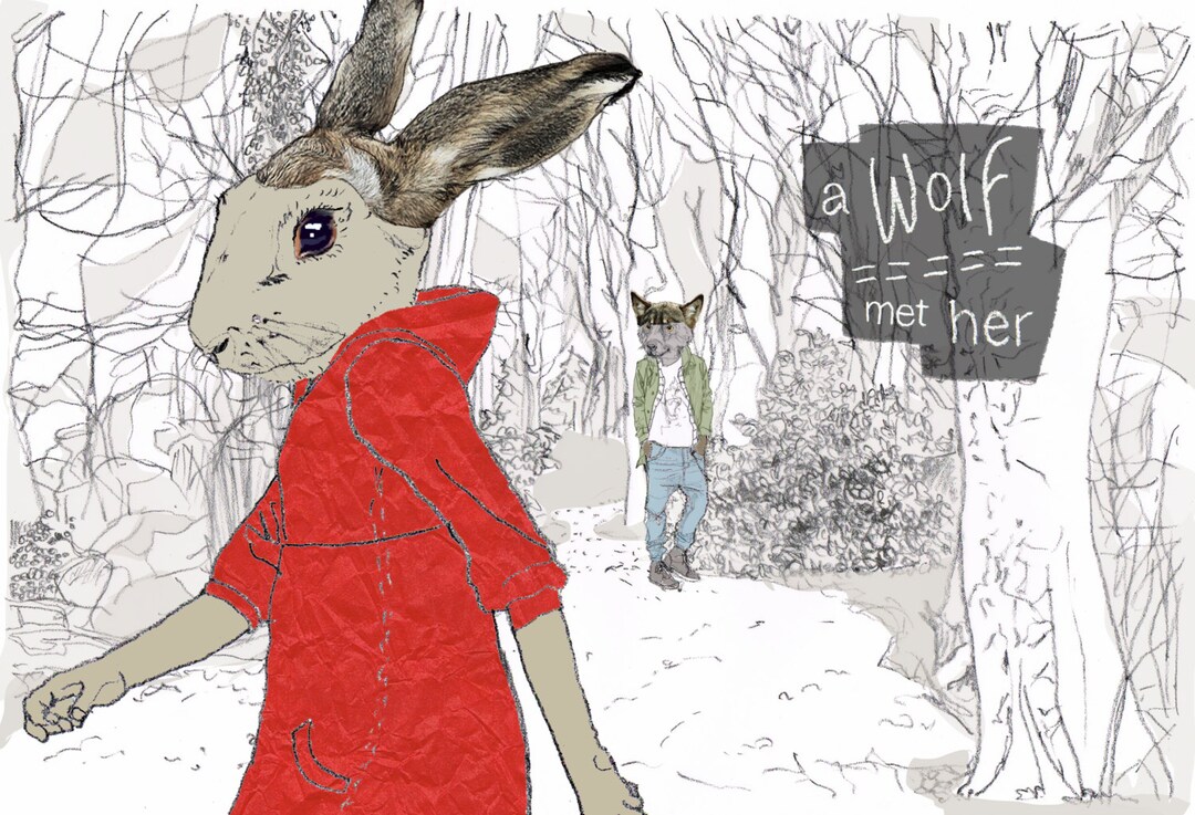 Wolf Met Her * Little Red Riding Hood * Art Print * Rabbit Lover Gift ...