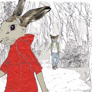 Wolf Met Her * Little Red Riding Hood * Art Print * Rabbit Lover Gift ...