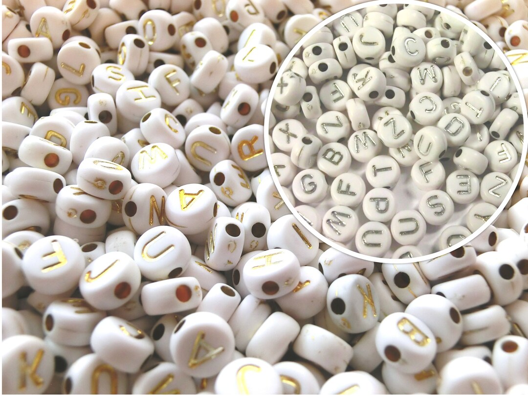 Letters Gold Silver A-Z Mix Round Acrylic Spacer Letter Beads Beads - Etsy