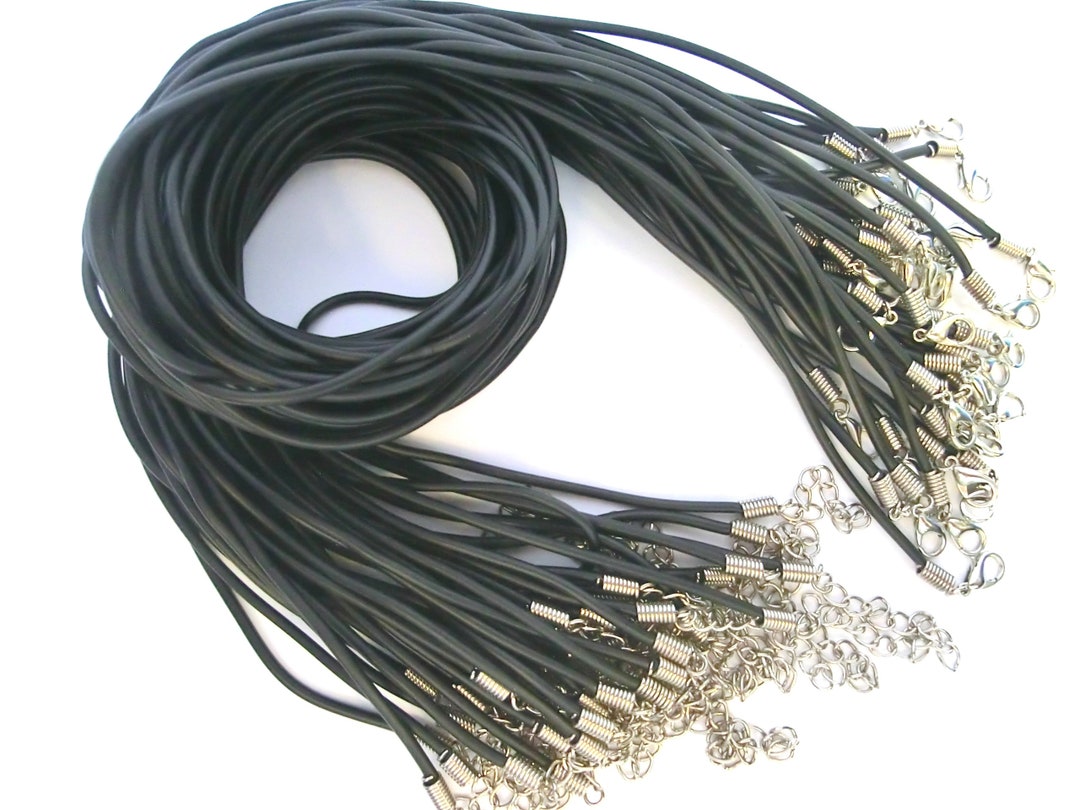 Rubber Chain Rubber Band Collar Necklace 2 Mm With Snap Fastener Black ...