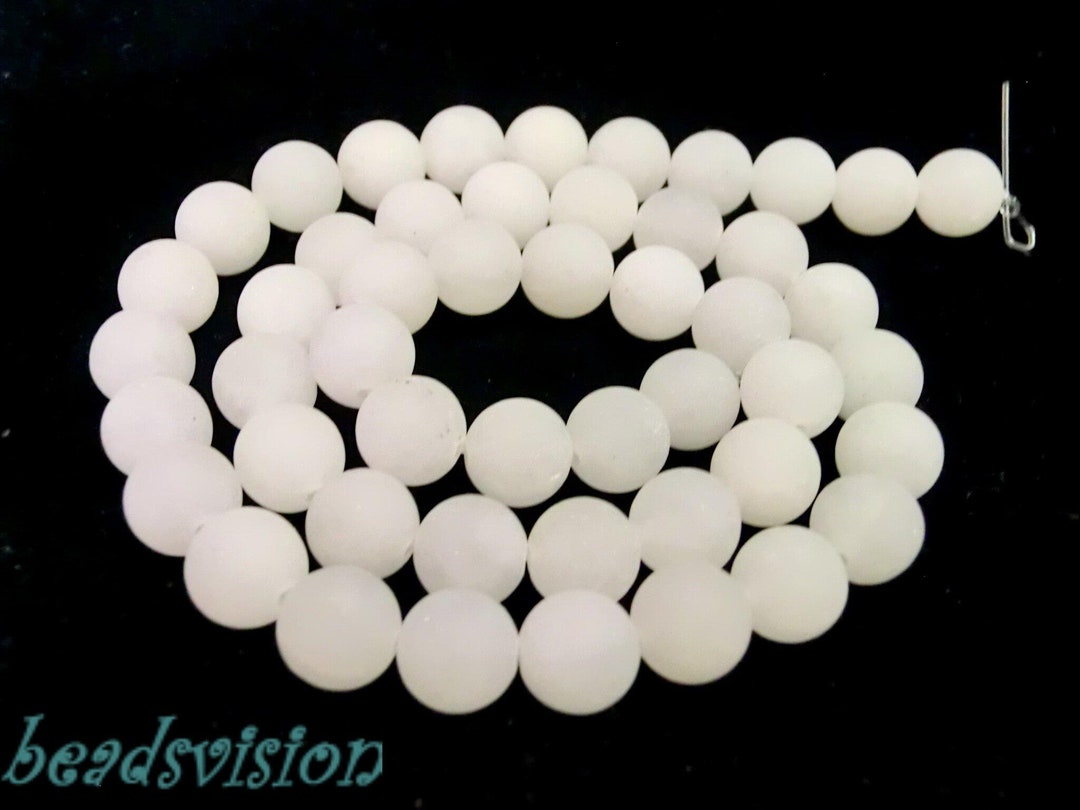 Jade 6/8 Mm White Matt 1 Strand Beads Round - Etsy UK
