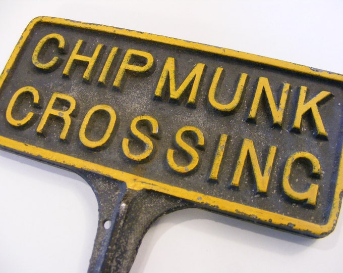 Vintage Wrought Iron Chipmunk Crossing Garden Sign - Etsy