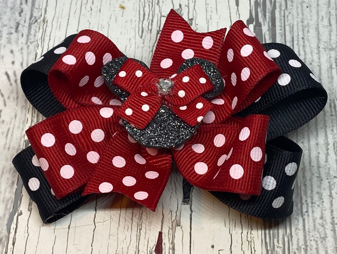 Red Minnie Mouse Hair Bow, Minnie Mouse Hairbow, Minnie Mouse Bow ...