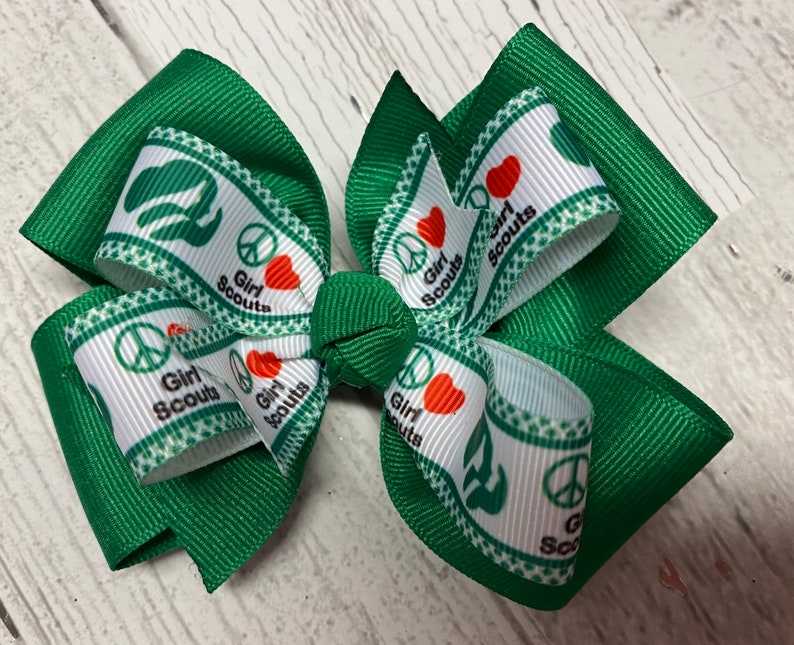 Girl Scout Troop Double Stacked Pinwheel Boutique Hair Bow | Etsy