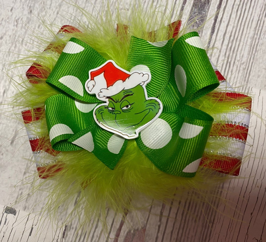 The Grinch Hair Bow, the Grinch Glitter Hair Bow, How the Grinch Stole ...