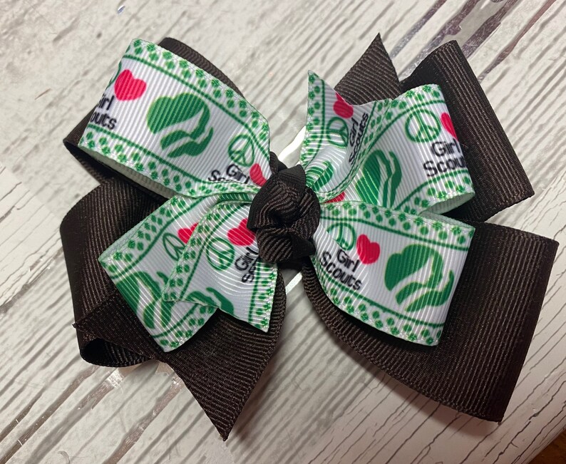Girl Scout Troop Double Stacked Pinwheel Boutique Hair Bow - Etsy