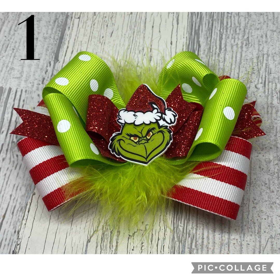 The Grinch Hair Bow Glitter Hair Bow How the Grinch Stole Christmas ...