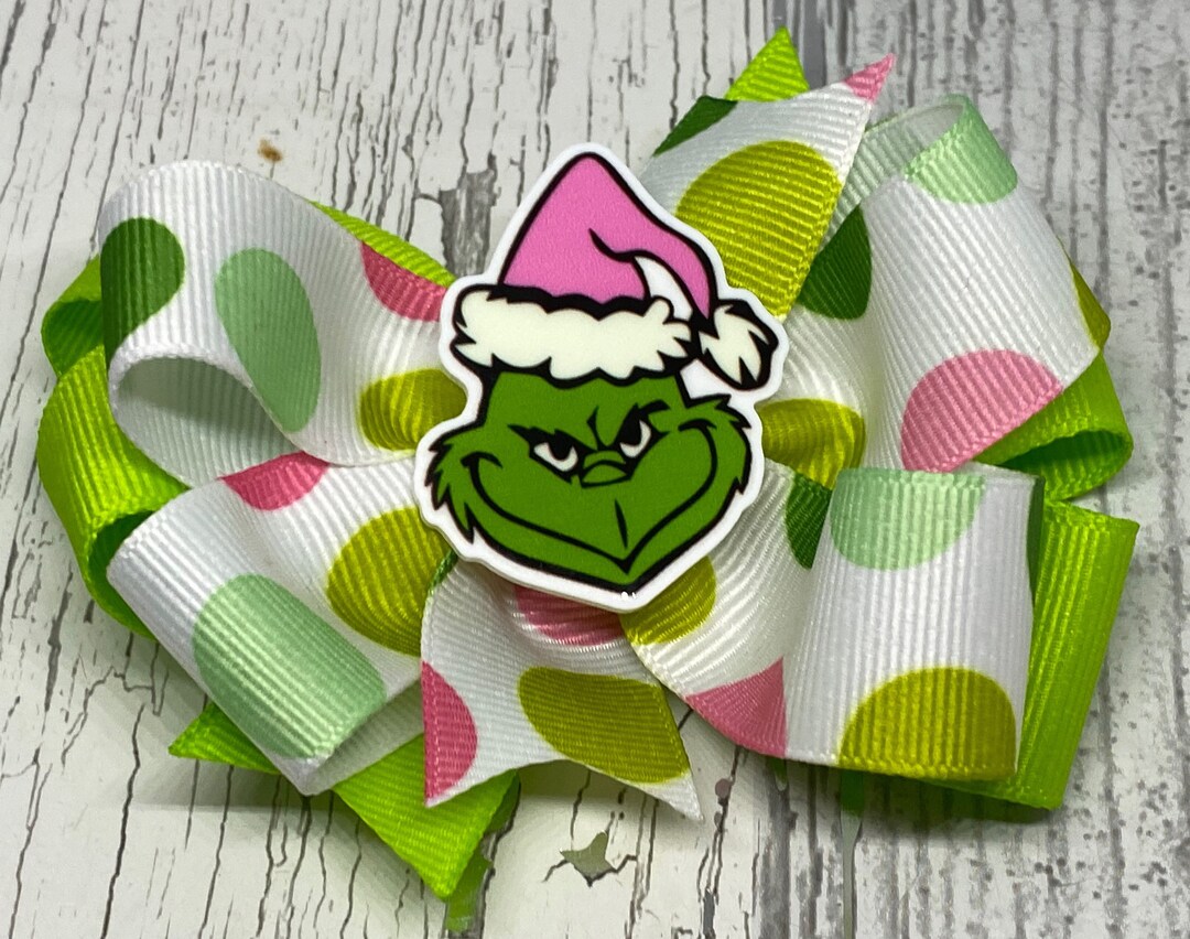 The Grinch Hair Bow, the Grinch Glitter Hair Bow, How the Grinch Stole ...