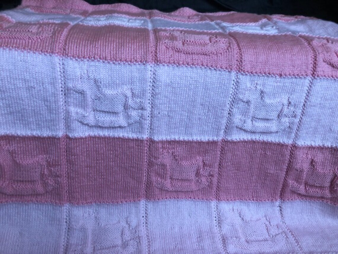 Rocking Horse KNITTING PATTERN Baby Blanket - Beginner Knit and Purl ...