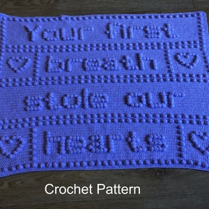 Words Baby Blanket CROCHET PATTERN Your First Breath - Puff Stitch - Etsy