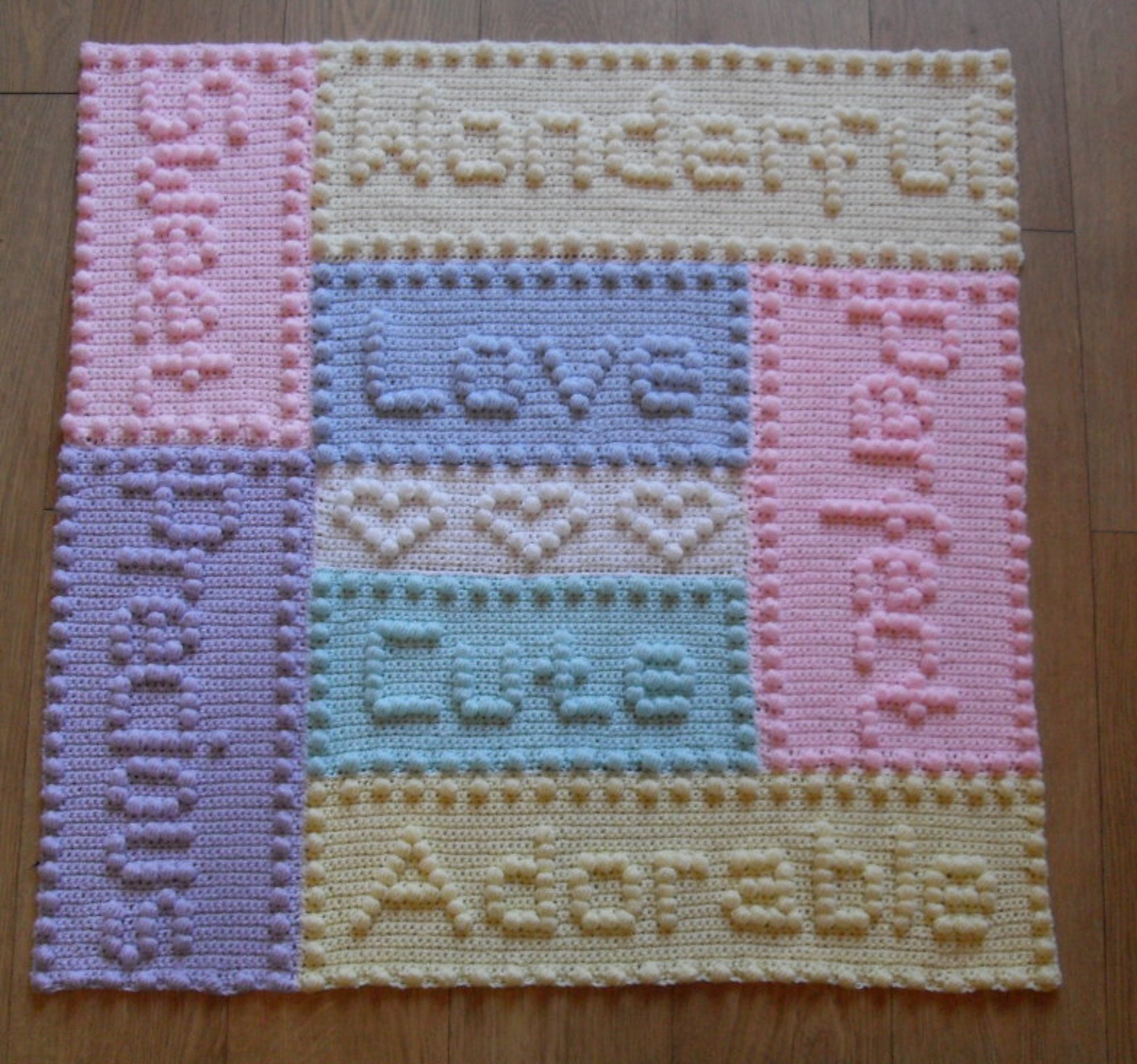 Words Baby Blanket CROCHET PATTERN Puff Stitch Precious | Etsy UK