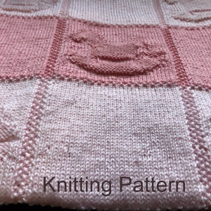 Rocking Horse KNITTING PATTERN Baby Blanket - Beginner Knit and Purl ...
