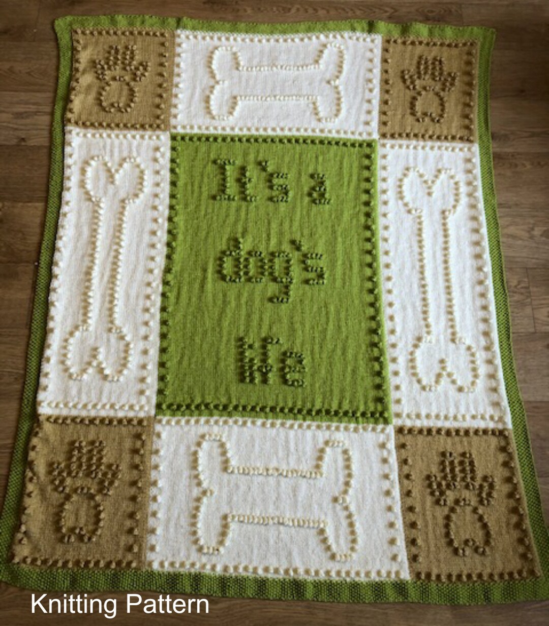 KNITTING PATTERN Dog Blanket Bobble Stitch Intarsia & Plain - Etsy