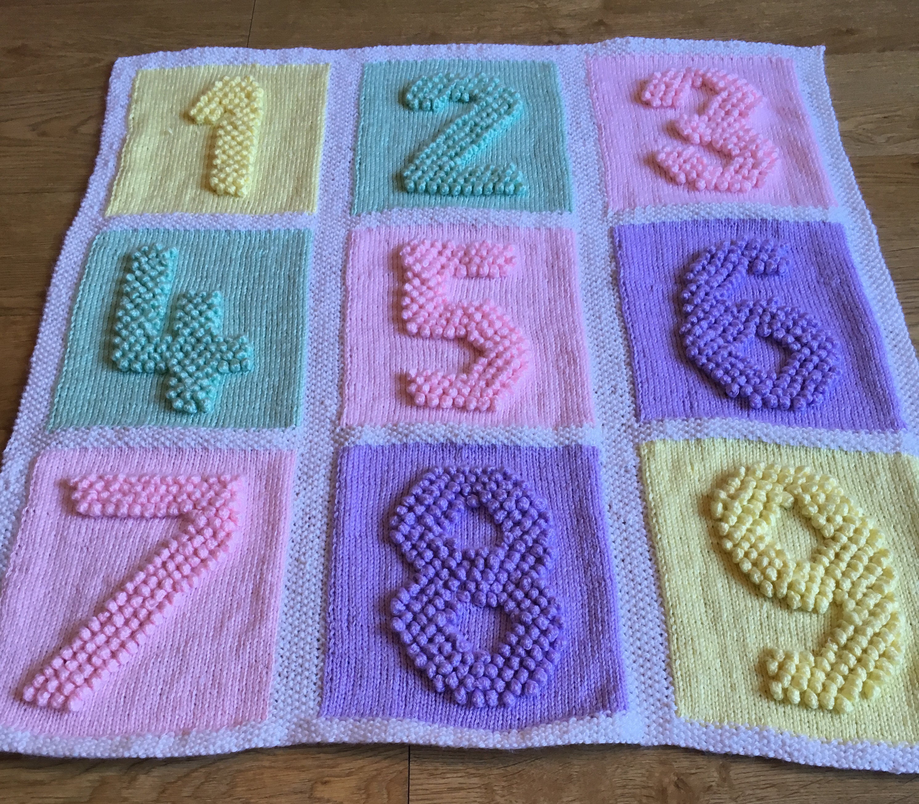 Number Squares Baby Blanket KNITTING PATTERN Bobble Stitch | Etsy