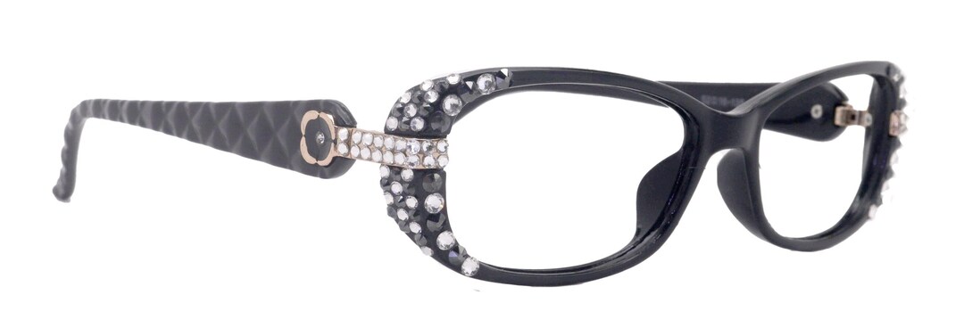 Glamour Quilted Bling Reading Glasses For Women Adorned W Clear Hematitegenuine European