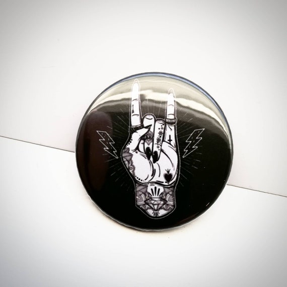 Devils Horns Badge Gothic Badge Pin Badge Hand Gesture | Etsy