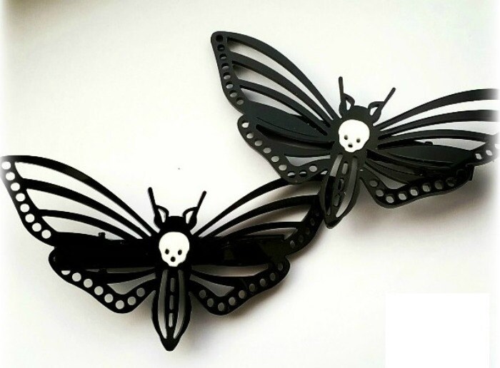 Gothic Hair Clips Death Moth Clips Gothic Jewellery Pagan - Etsy
