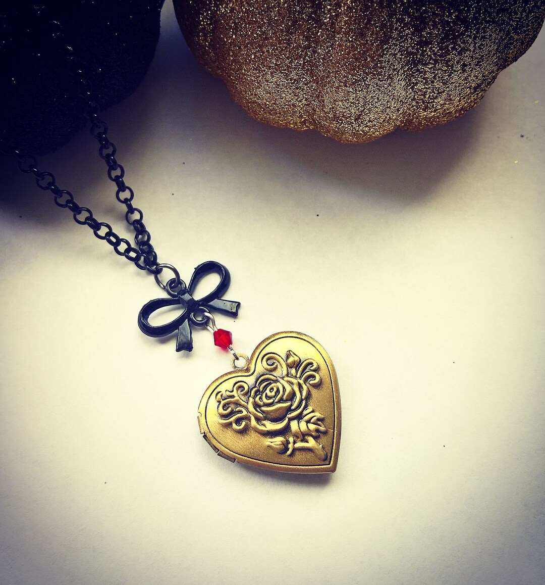 Gothic Locket, Heart Locket Necklace, Locket Necklace, Gothic Gift ...