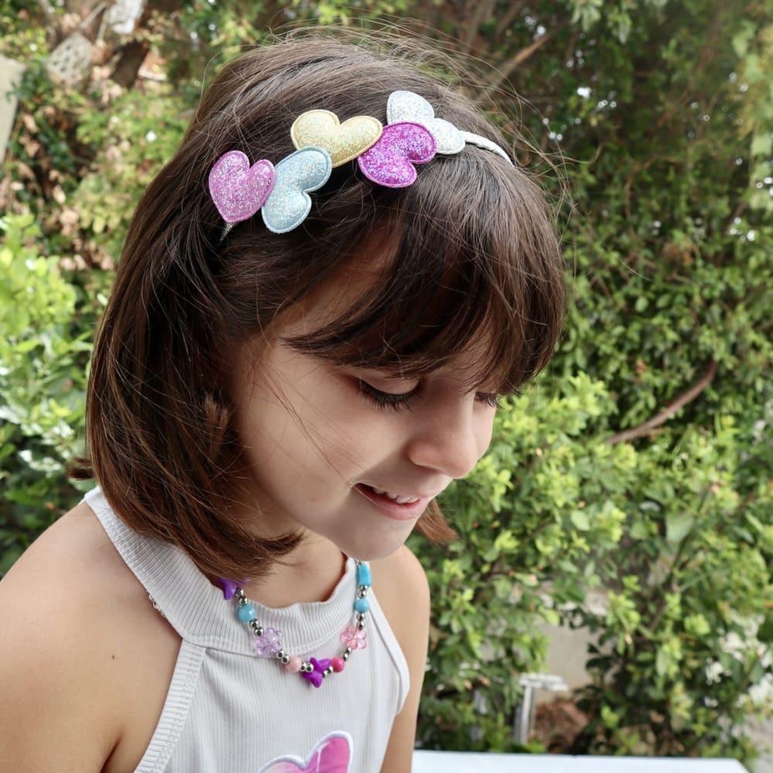 Made to Order-handmade Head Band With Glitter Hearts-colourful Headband ...