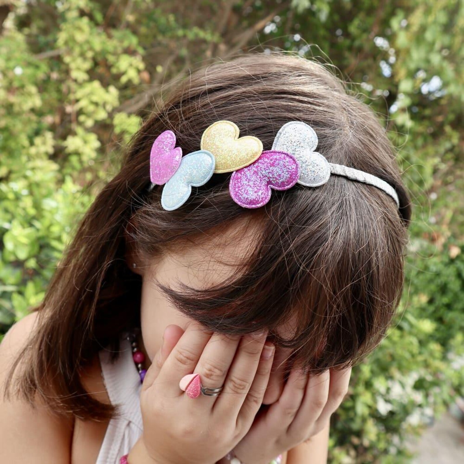 Made to Order-handmade Head Band With Glitter Hearts-colourful Headband ...
