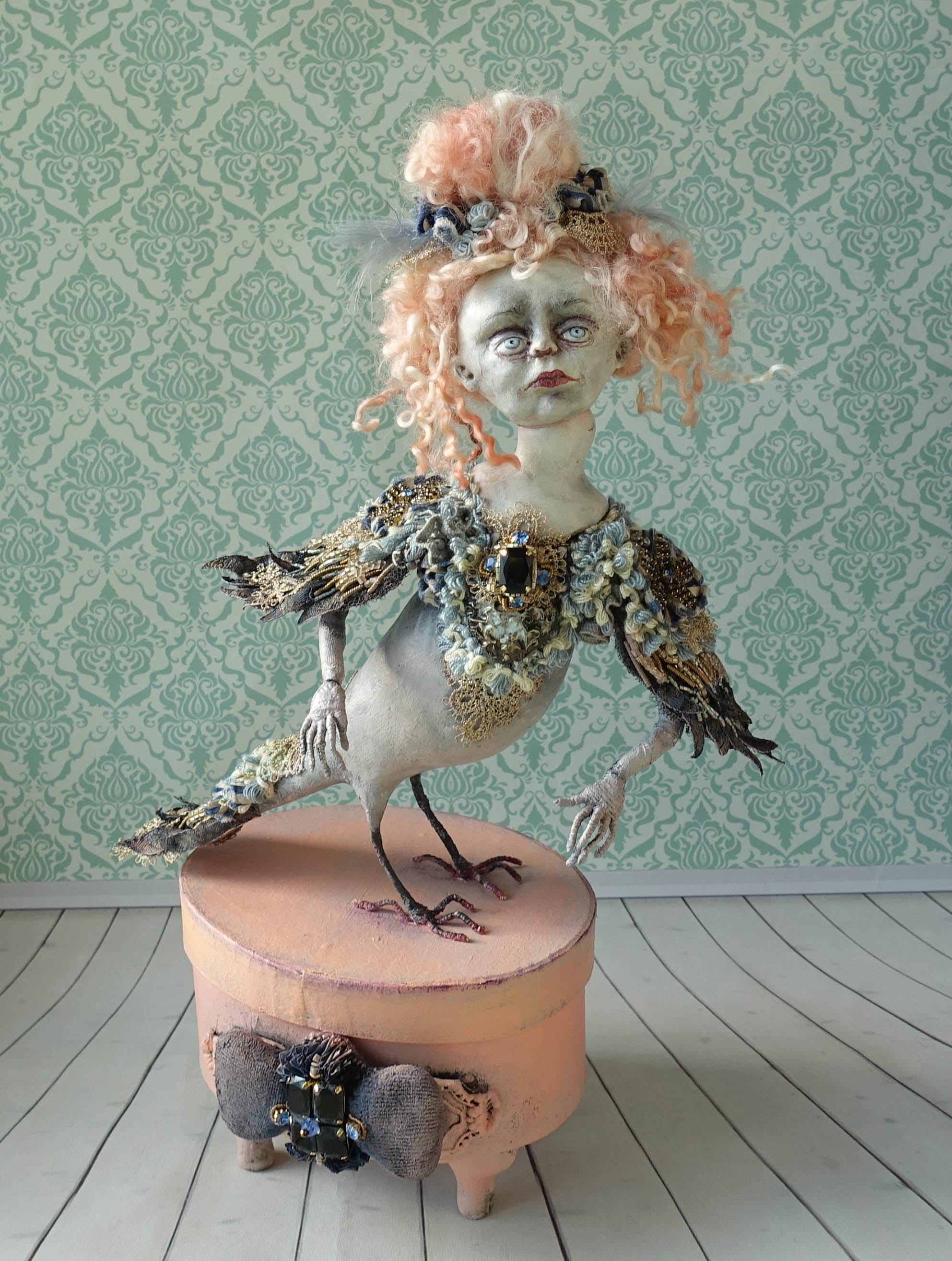 OOAK Art Doll Bird Madame Koko-paper Box .papje Mashe Doll-box ...