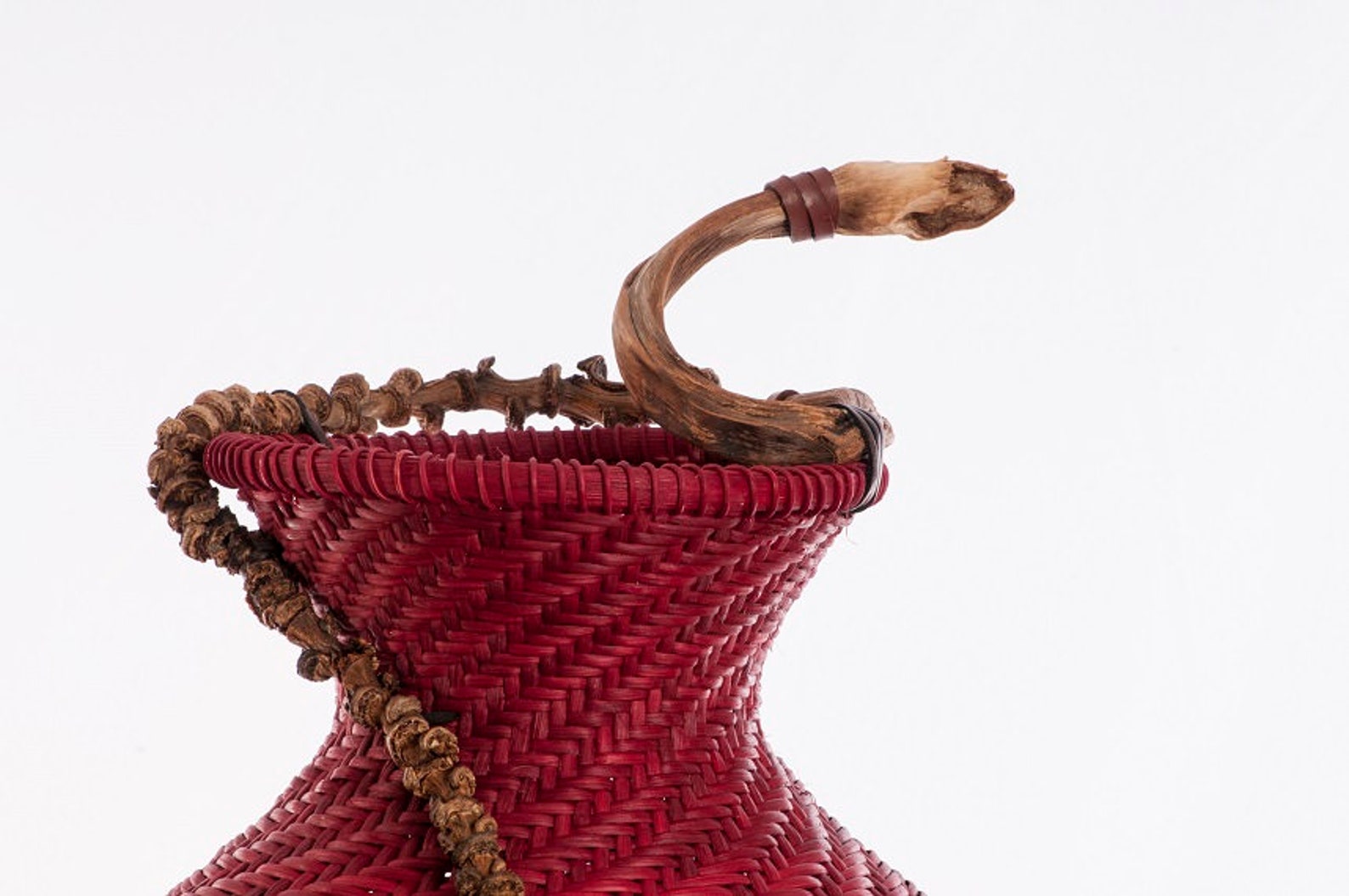 Contemporary Weaving Red Spiral Basket Hand Woven Basket With Banana ...