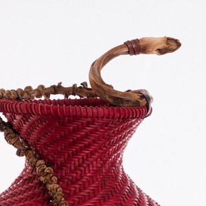 Contemporary Weaving Red Spiral Basket Hand Woven Basket With Banana ...