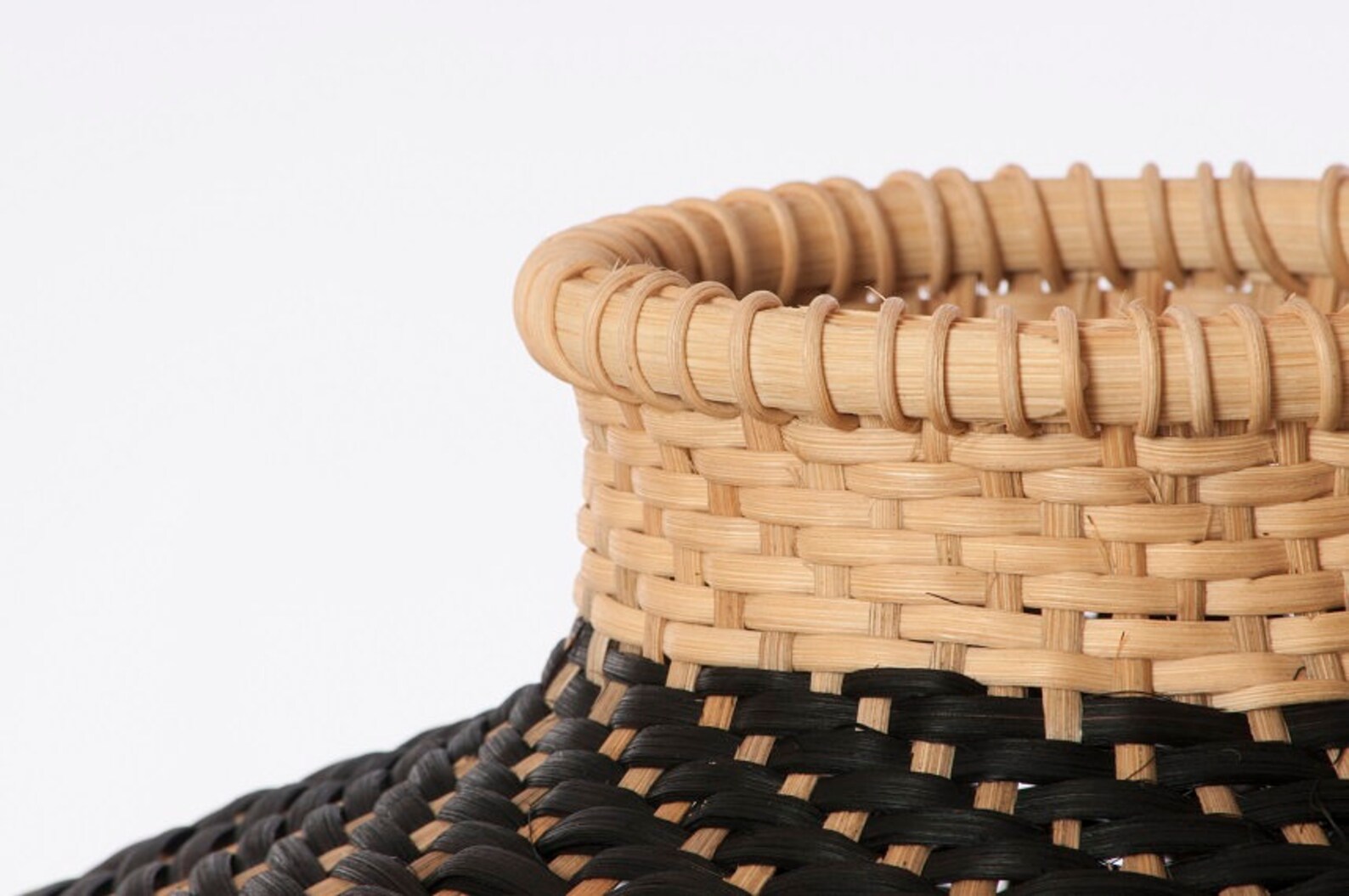 Contemporary Hand Woven Cat's Head Basket in Black and White, Small ...
