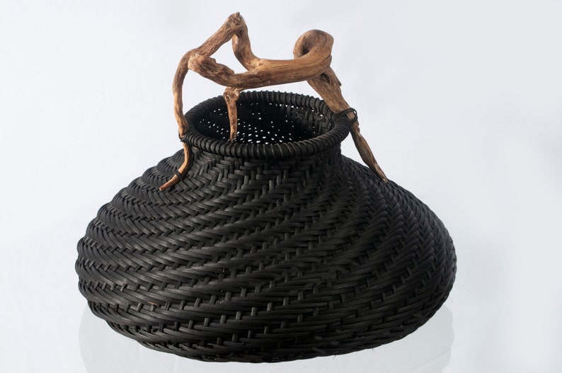 Contemporary Weaving Black Basket Hand Woven Basket Custome - Etsy